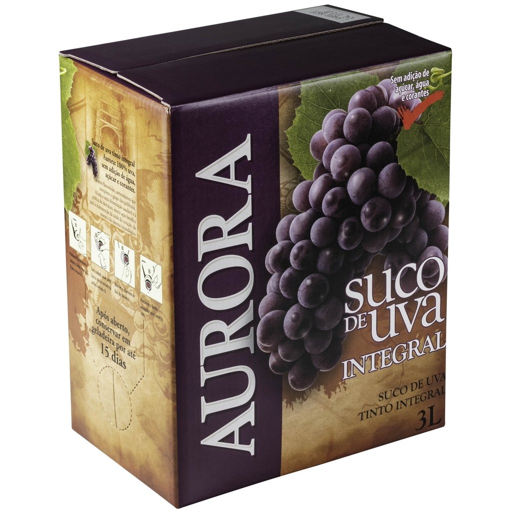 Suco de Uva Aurora Integral Bag in Box 3 Litros | Costi Bebidas