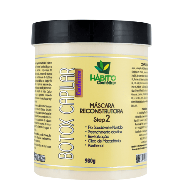 Máscara Botox Capilar Reconstrutora 980g Hábito Cosméticos | Mais ...