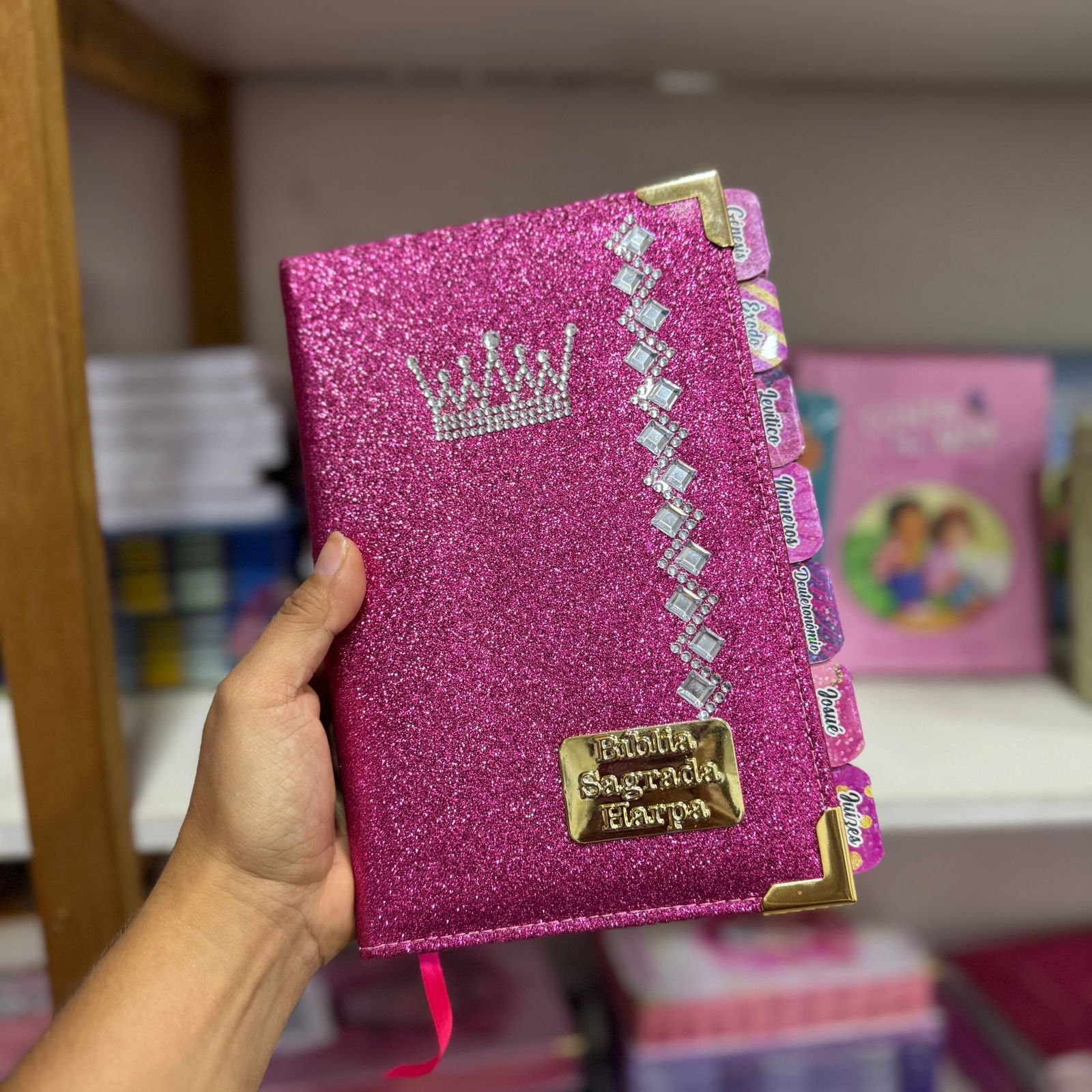 Bíblia Glitter 100% Pink Princess Com Abas JFA | D.D PEREIRA
