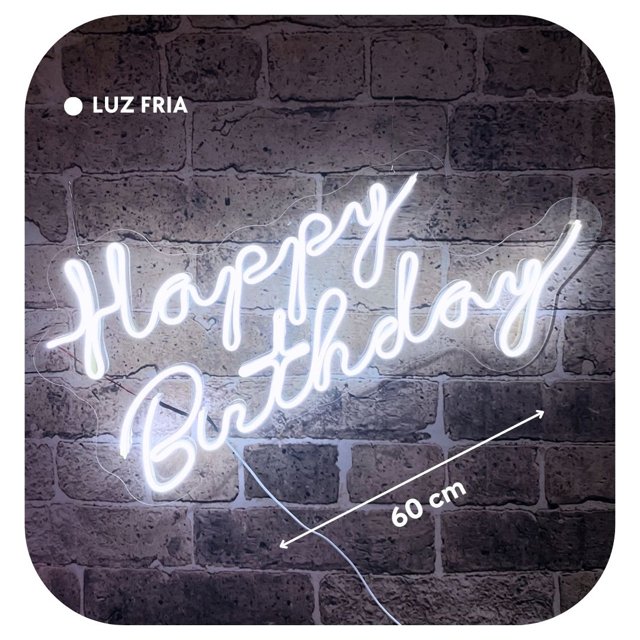 Letreiro Luminoso Neon Led Acrílico Happy Birthday | Cenario