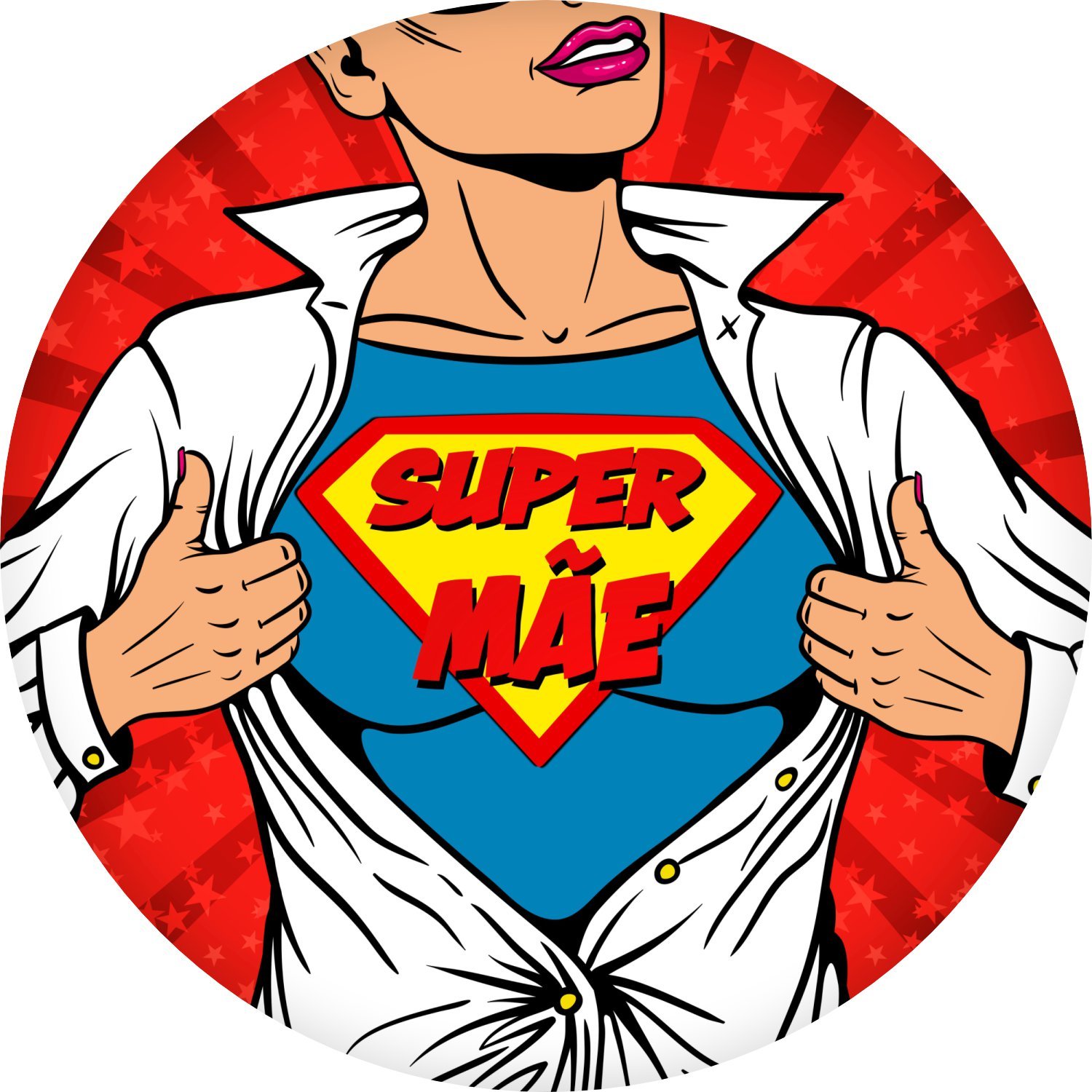 Painel Redondo Festa Dia das Mães Super Mãe Tecido Sublimado C ...