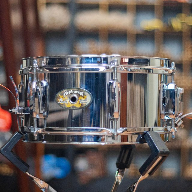 Caixa Pearl FireCracker 10x5" Steel Chrome Seminova | 100% Batera Drum ...