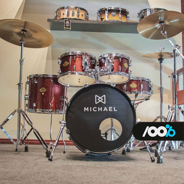 Bateria Michael Legacy 18/10/12/14/CX13X5,5" Com Ferragens Sparkle Wine ...