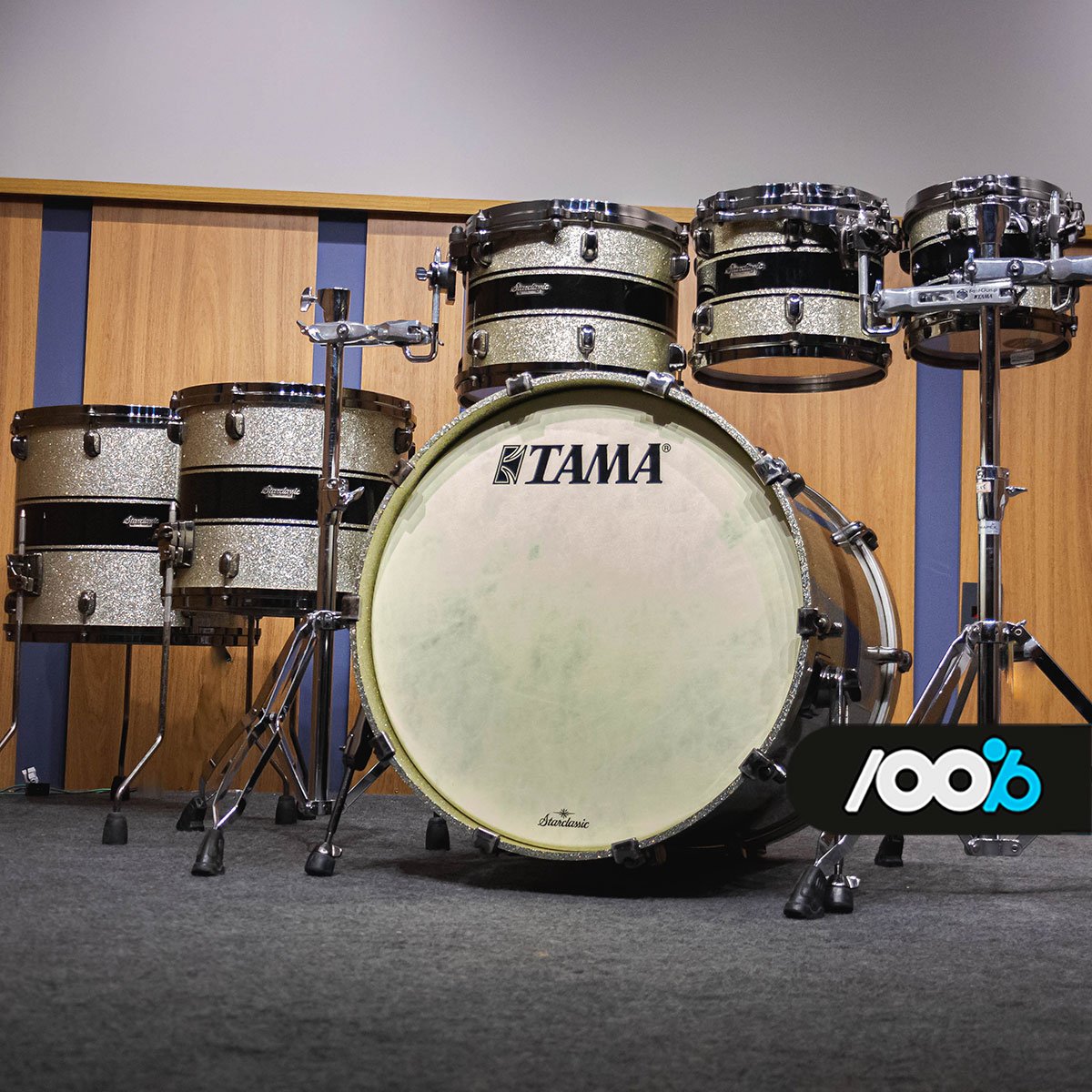 Bateria Tama Starclassic All Bubinga Shell 22/08/10/12/14/16 Black Silver Racing Stripe (BSR ...