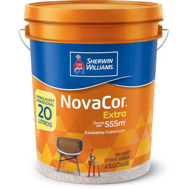 Tinta Acrílica Novacor Extra Branca Fosca 20L | Empório das Tintas