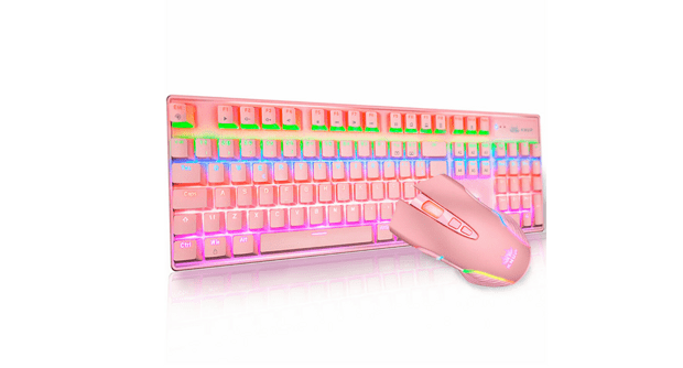Teclado Mecânico e Mouse Gamer Rosa com Led Chroma KNUP - KP-TE111 ...
