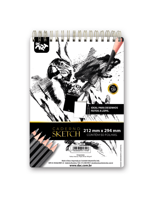 Caderno Universitário Sketchbook 150g 50fls - DAC | @Mimosstori