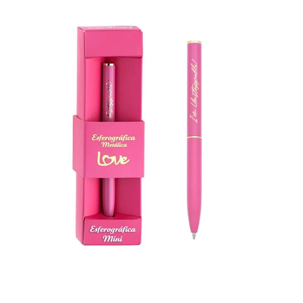 Mini Caneta Esferográfica Metálica Love Pink 1.0mm - Preta | @Mimosstori