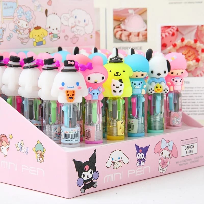 Mini Caneta Esferográfica 4 cores 0.7mm - Sanrio | @Mimosstori