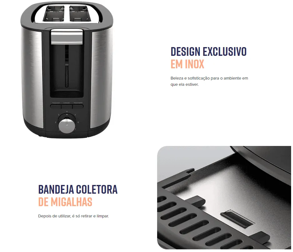 Torradeira Oster Inox Simple Life 220V | Capital Fitness