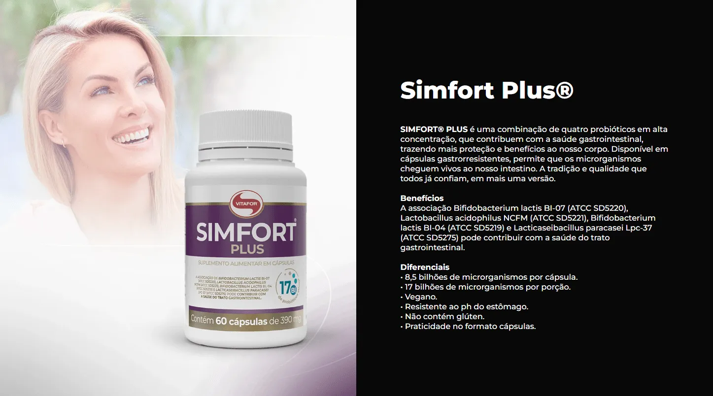 Simfort Plus Vitafor 60 Cápsulas 390mg | Capital Fitness
