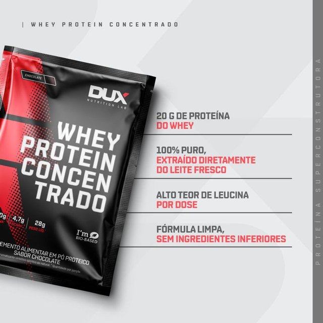 Whey Protein Concentrado Dux Sache Chocolate Branco 28g | Capital Fitness