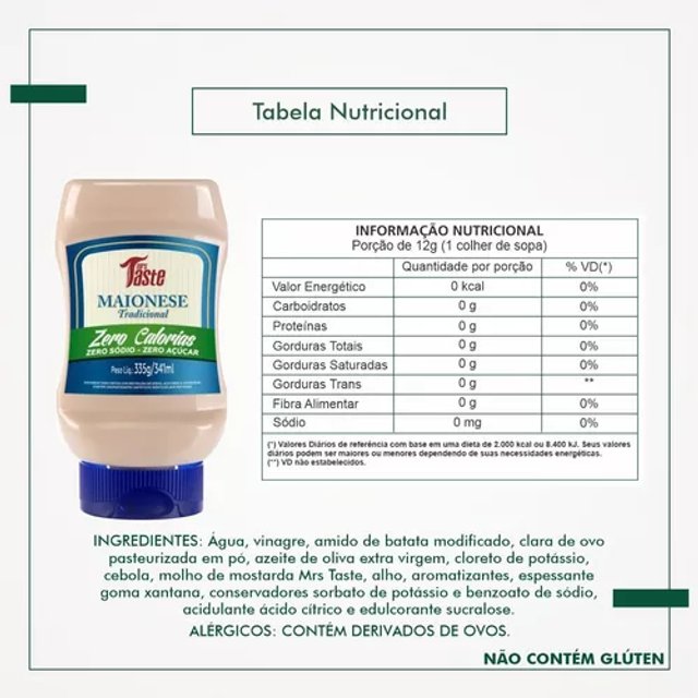 Maionese Zero Mrs Taste 300g | Capital Fitness