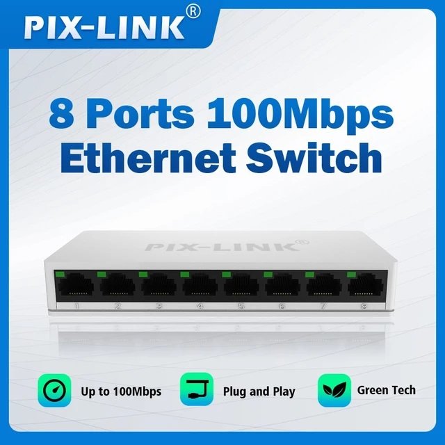 Mini Switch De Rede Ethernet 8 Portas 100 MBs, Novo, Na Caixa | Infotec