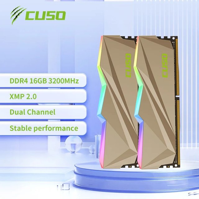 Memoria Ram Cuso DDR4 32GB (2x 16GB) , RGB, 3200 MHz, Nova, Lacrada ...