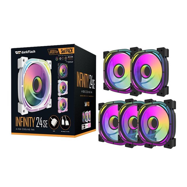 Kit 5 Fans/ Cooler Aigo DarkFlash Infinity 24se, ARGB, Preta, Nova ...