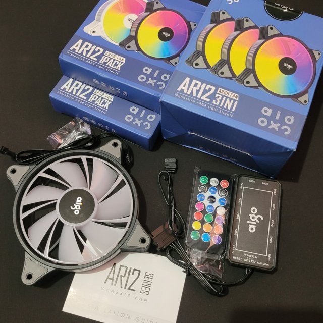 Kit 4 fans/ coolers Aigo Argb, 120mm, para Gabinete Cor preto, NOVO ...