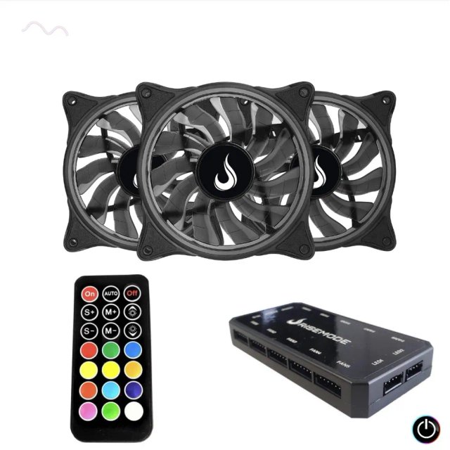 Kit Com 3 Fans/ Ventoinhas Rise Mode Laser, 120mm, ARGB, Preto, Novo ...