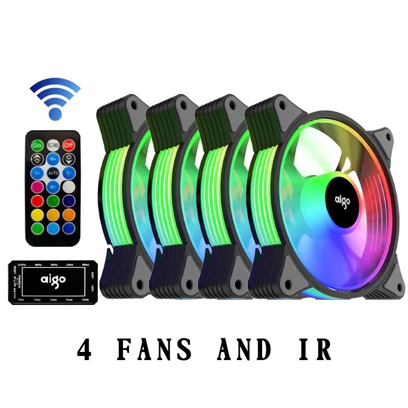 Kit 4 fans/ coolers Aigo Argb, 120mm, para Gabinete Cor preto, NOVO ...