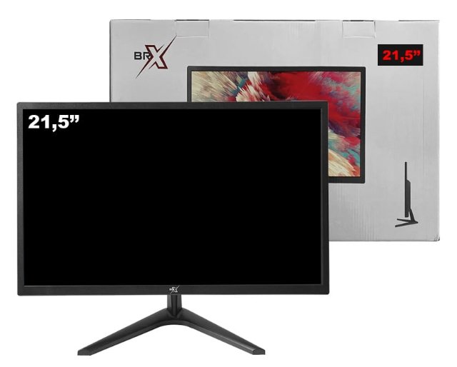 Monitor BRX 21, 21.5 Pol. FullHD, HDMI/VGA, Novo, Na Caixa | Infotec