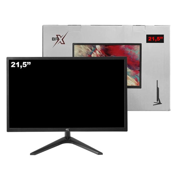 Monitor BRX 21, 21.5 Pol. FullHD, HDMI/VGA, Novo, Na Caixa | Infotec