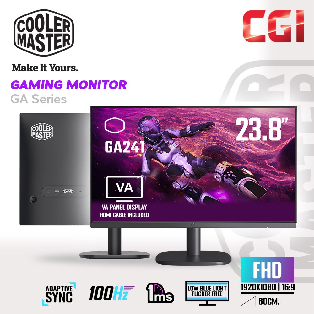 Monitor Cooler Master GA241, 23.8 Pol, Full HD, 100Hz, 1ms, VA, sRGB 95 ...