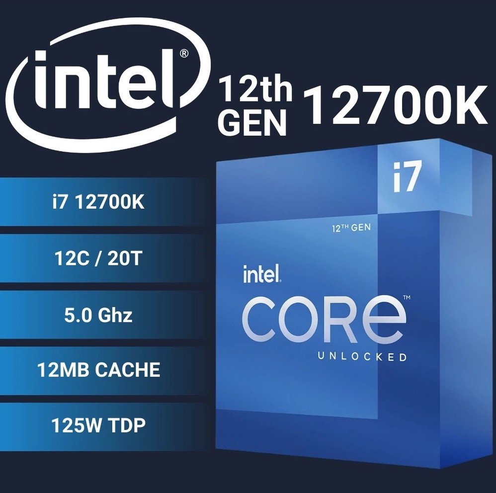 Processador Intel Core i7-12700K, 3.6GHz (5.0 GHz Turbo), 12 Núcleos ...