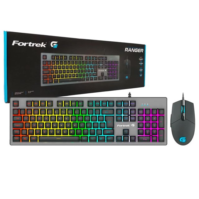 Kit Teclado e Mouse Gamer Fortrek Ranger Rainbow, RGB, Grafite, Novo ...
