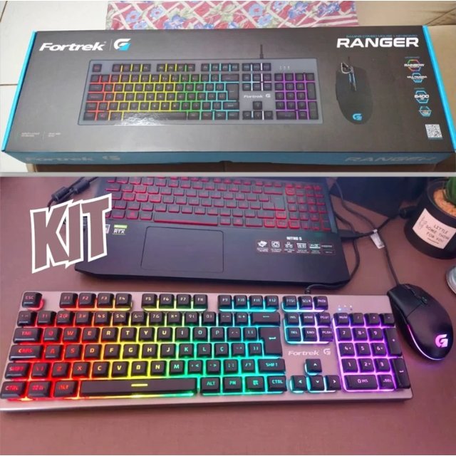 Kit Teclado e Mouse Gamer Fortrek Ranger Rainbow, RGB, Grafite, Novo ...