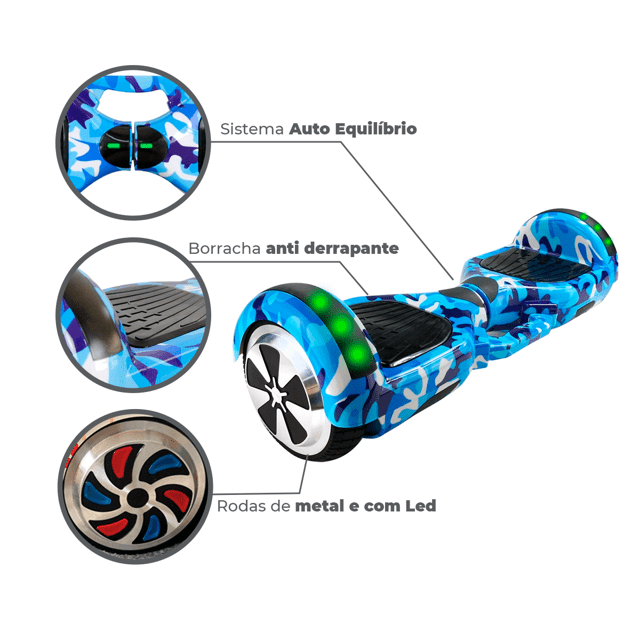 Hoverboard Overboard Skate Elétrico 6.5 Bluetooth Com Led | Gold Imports