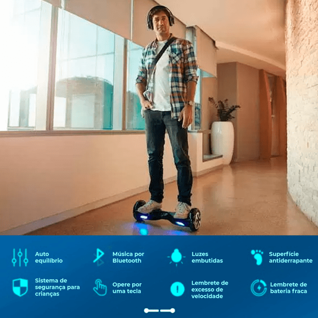 Hoverboard Overboard Skate Elétrico 6.5 Bluetooth Com Led | Gold Imports