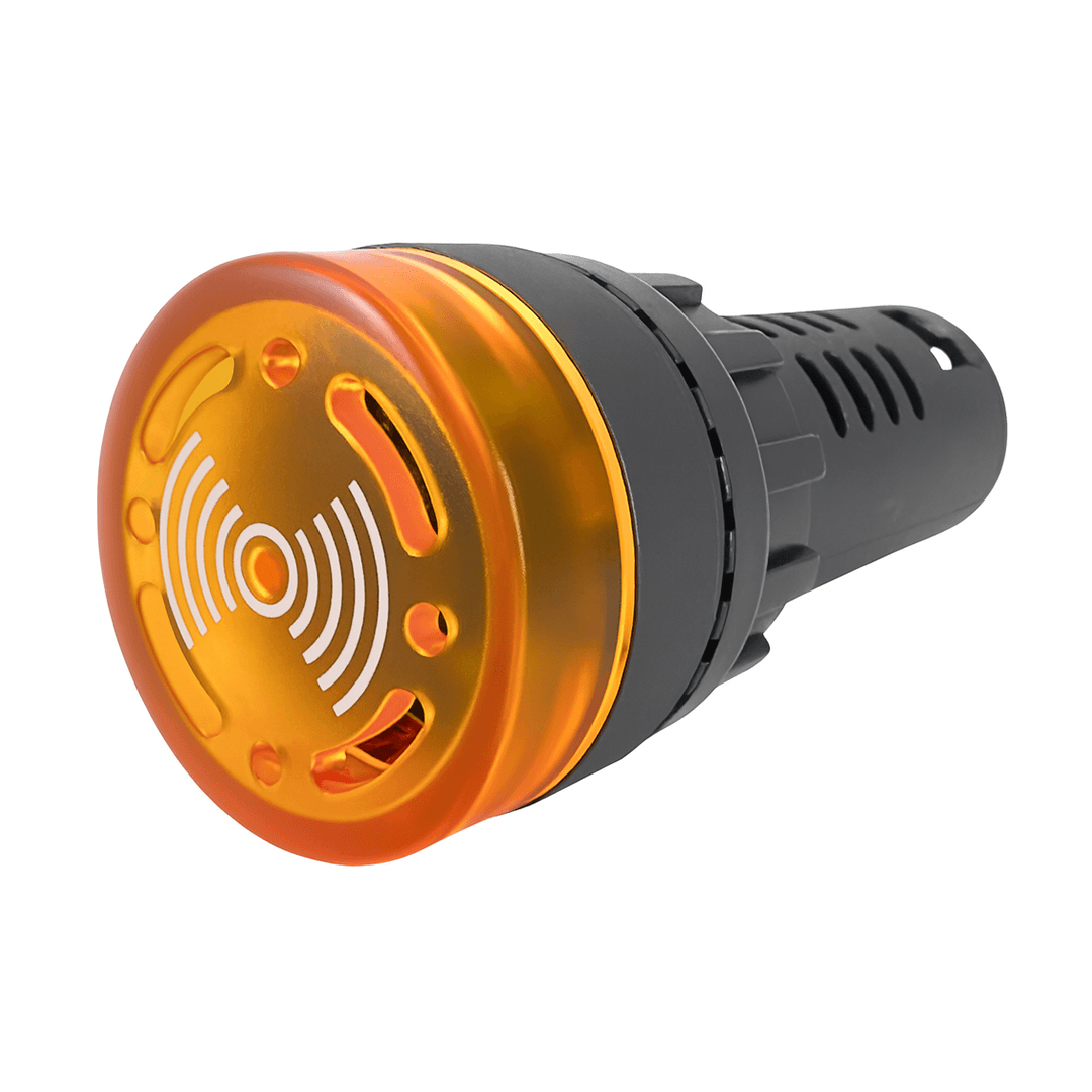 Sinaleiro Sonoro C/ Led Amarelo Buzzer 220v Painel Elétrico | TekniMas