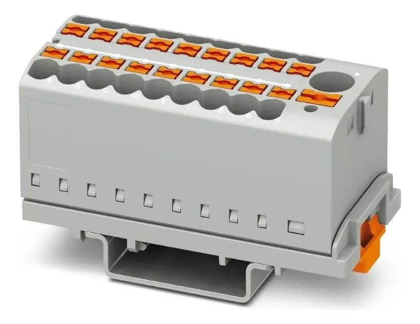 Bloco De 10 Vias Distribuição Trilho Din 4mm 2,5mm 24a 690v Cinza ...
