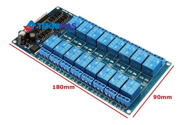 Módulo Relé 16 Canais 12v Com Optoacoplador | TekniMas