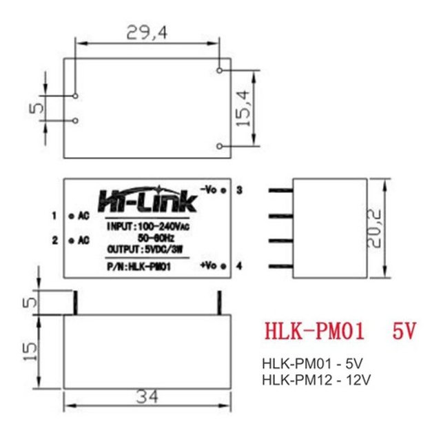 Fonte Hi Link Hlk Pm12 Pm12 Bivolt Saída 12vdc Teknimas