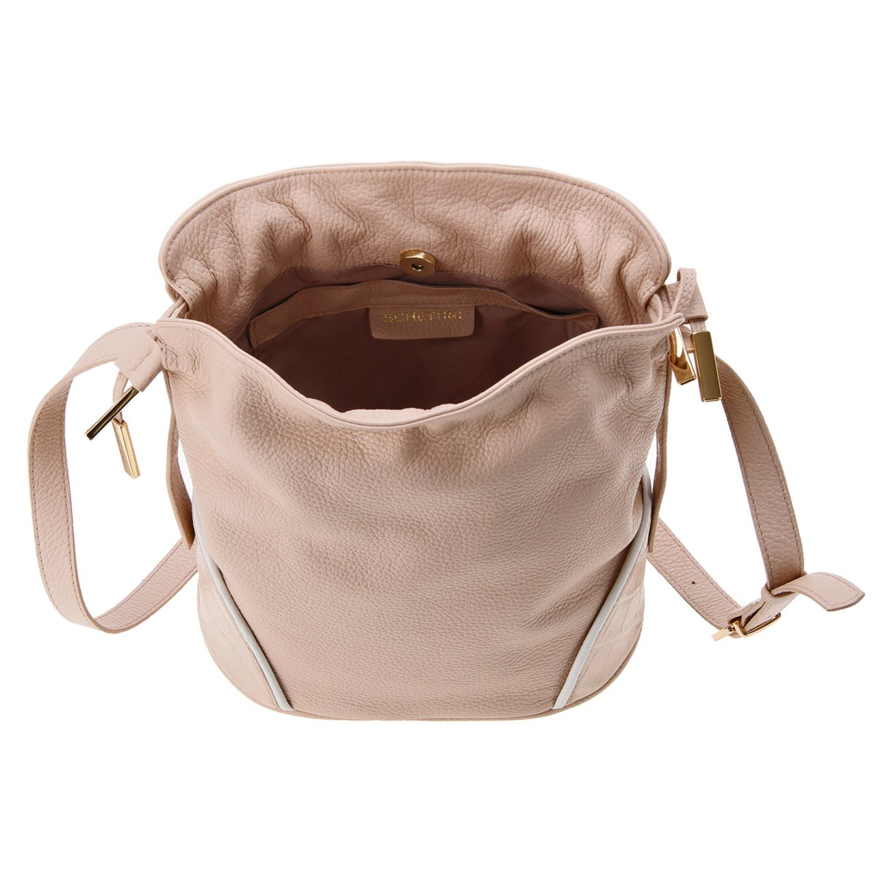 BOLSA COURO AMANDA / NUDE COM BRANCO | SCHETTINI