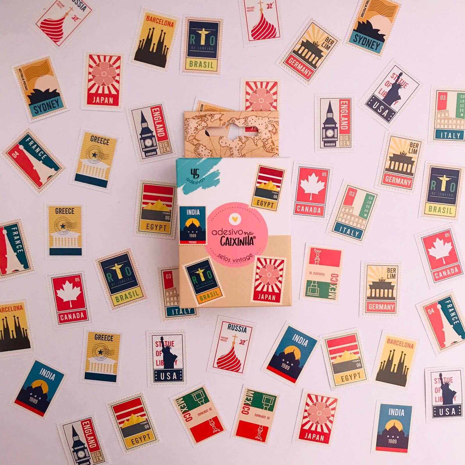 Adesivo na Caixinha – Selos de Viagem | Papelaria Sweet Note