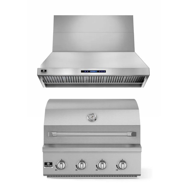 Combo Elettromec Professional: Churrasqueira a Gás de 76 Cm C/ 4 Q e Coifa P/ Churrasqueira 60 ...