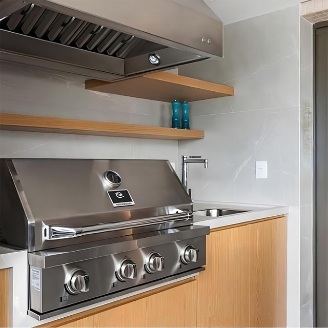 Combo Elettromec Professional: Churrasqueira a Gás de 76 Cm C/ 4 Q e Coifa P/ Churrasqueira 60 ...