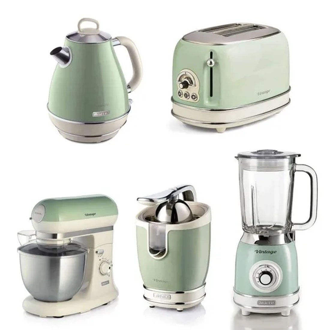 Combo Ariete Vintage Verde: Batedeira, Torradeira, Chaleira, Espremedor ...