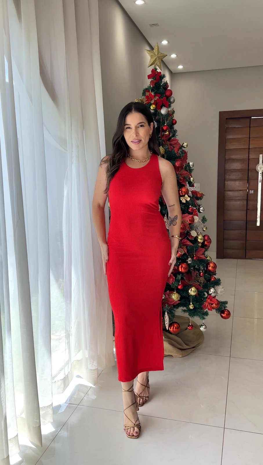 Vestido Mídi Amarração Nas Costas Luana- 2288 vermelho | Godê