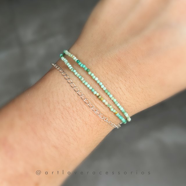 Pulseira Turquesa peruana mini com 3 voltas | ArtLover Acessórios