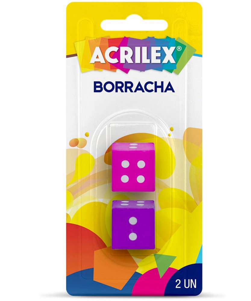 Borracha Escolar Forma de Dado - Rosa e Roxo - Acrilex | Dudu Brinquedos