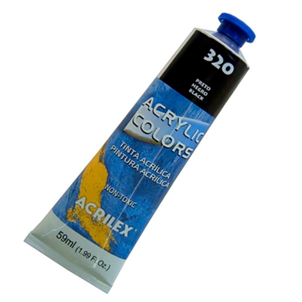 Tinta Acrílica Acrylic Colors 59ml - Preto 320 - Acrilex | Dudu Brinquedos