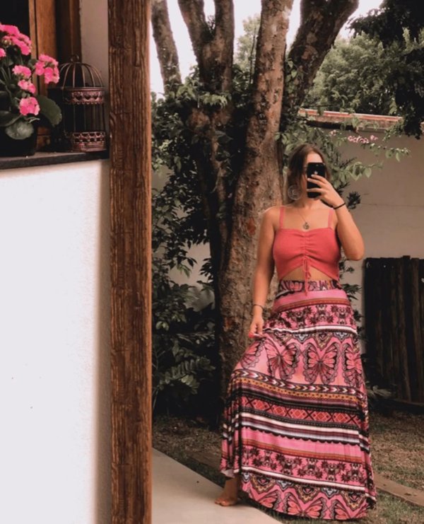 Saia Borboleta Boho - Rosê | Bixo Grillo
