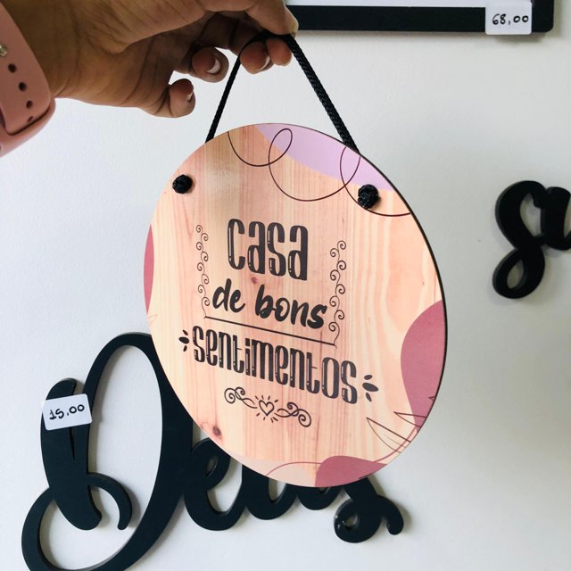 Placa de Madeira "Bons Sentimentos" - Decoração Inspiradora Ideal para ...