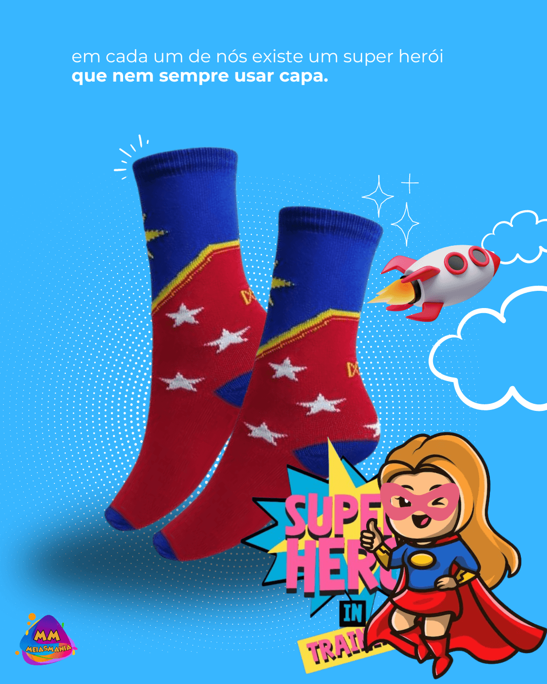 Meia Cano Médio Divertida Estrela Vermelha Infantil em Poliamida ...