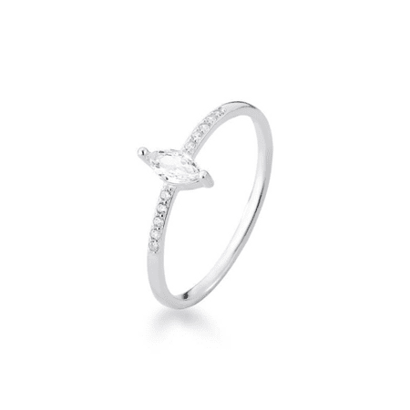 Anel Pedra Navete Refinada, Prata 925 | Bellitas Joias