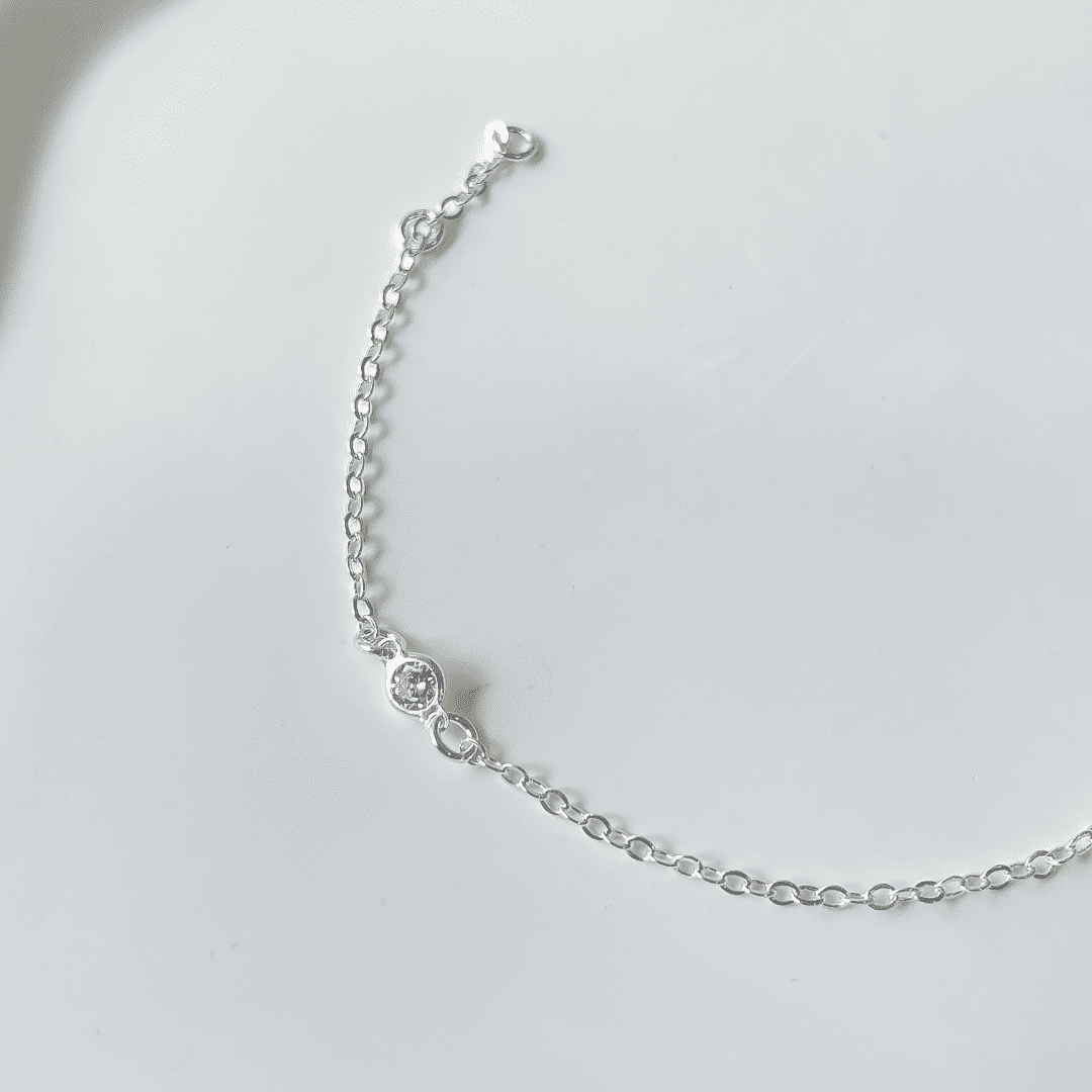 Pulseira Infantil com Ponto de Luz – Prata 925 | Bellitas Joias