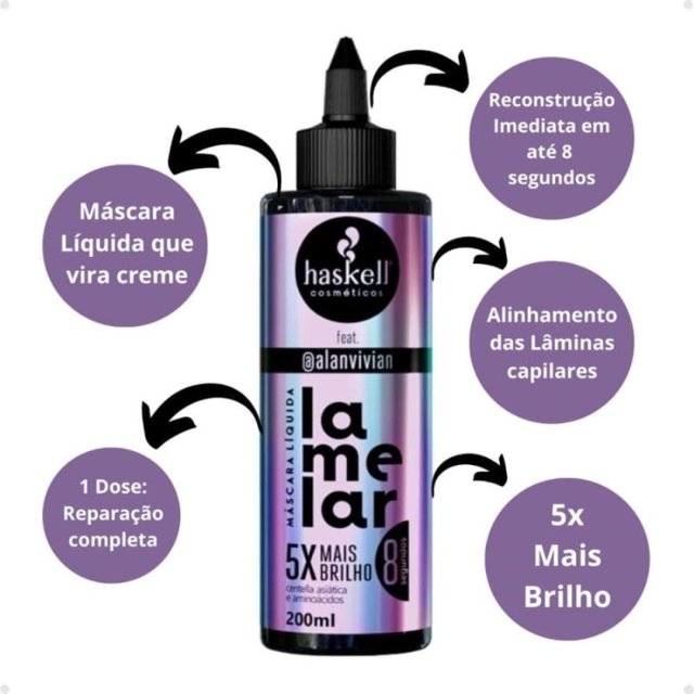 Máscara Líquida Haskell Lamelar 300ml - Brilho e Reparação | New Big ...